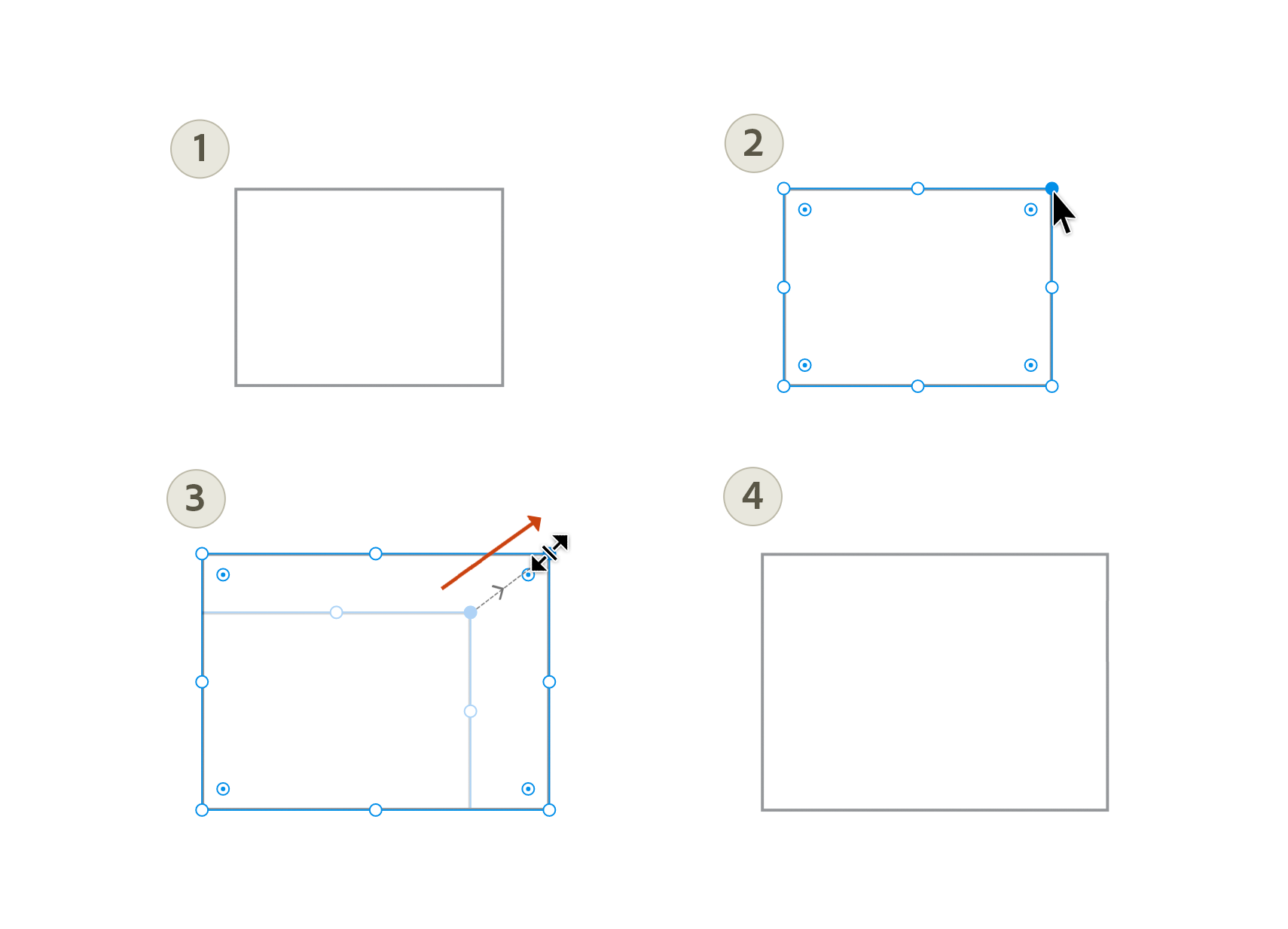 Select, resize, and rotate objects in Adobe XD.