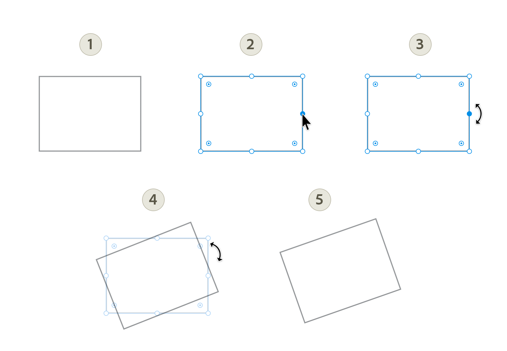 Select, resize, and rotate objects in Adobe XD.