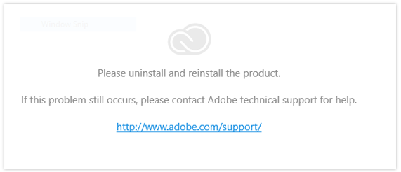Prompt to uninstall and reinstall Adobe XD | Windows 10