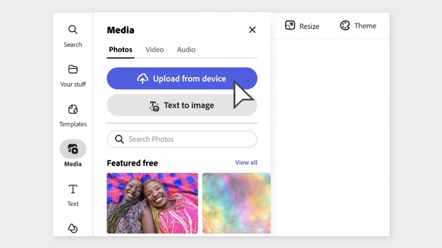 Add a photo in Adobe Express