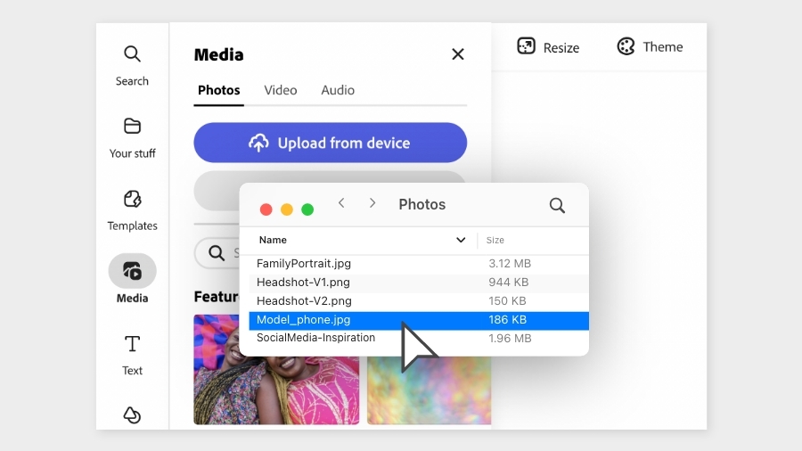 Add a photo in Adobe Express