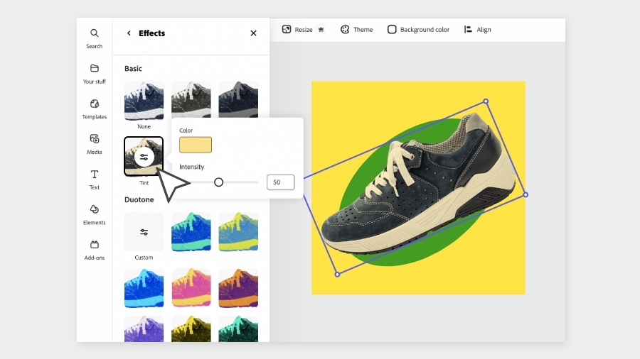 Effects and Adjustments in Adobe Express