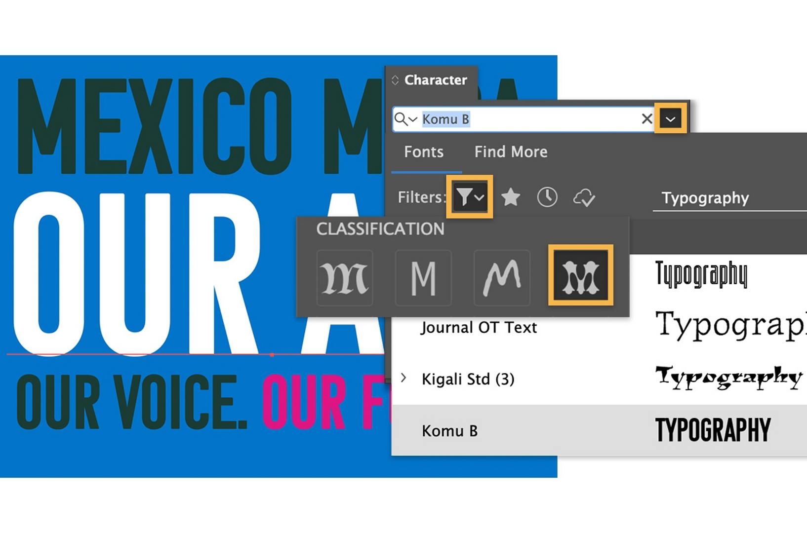 Create your brand’s color and type style in Adobe Illustrator.
