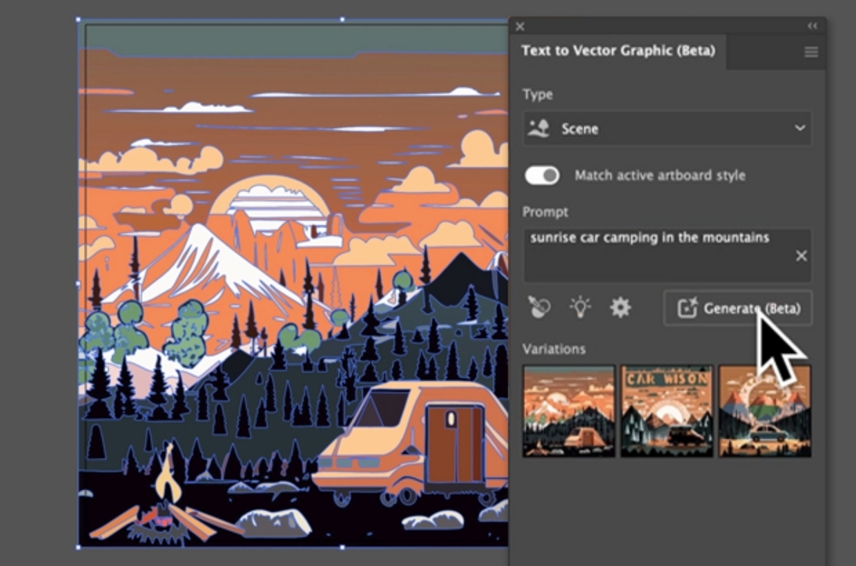Generate artwork from text with Text to Vector Graphic