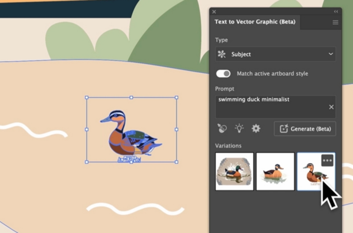 Generate artwork from text with Text to Vector Graphic