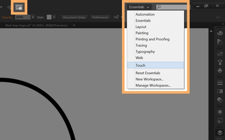 Draw in a touch environment