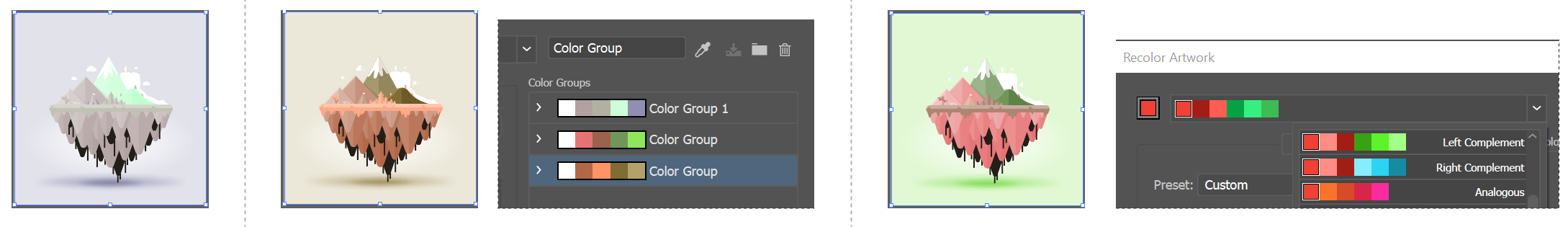 Work with color groups (harmonies) in Illustrator