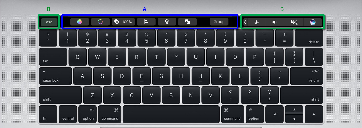 Learn how to work with the MacBook Pro Touch Bar in Illustrator.