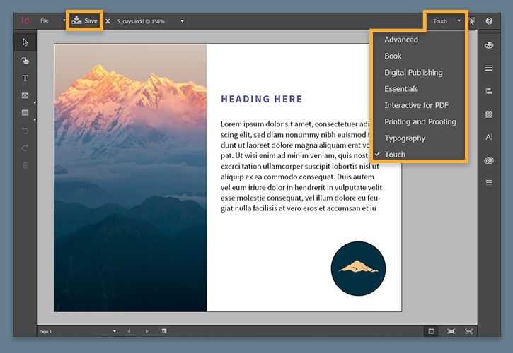 Touch screen layout for Windows