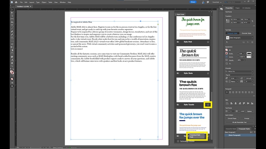 Publish stylized text with Auto Style in InDesign