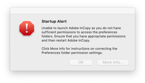 Unable to launch InDesign, InDesign Server, or InCopy due to ...