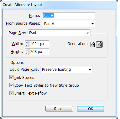 Liquid and alternate layouts in InDesign
