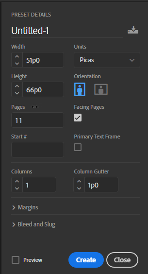 Create documents from a wide variety of templates and presets