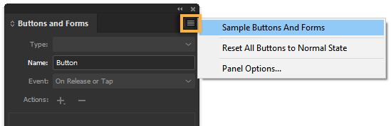 Add interactive buttons in InDesign