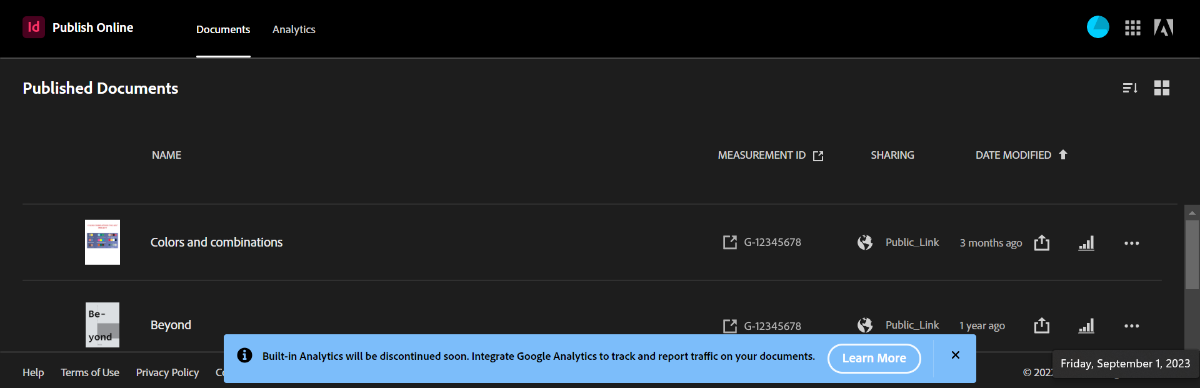 Manage your published documents with the Publish Online dashboard