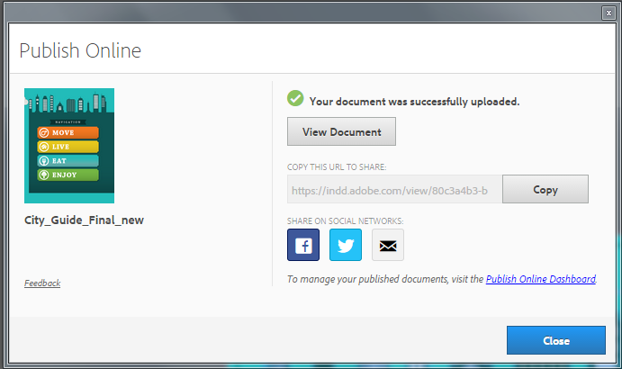 Use Publish Online to publish your InDesign documents