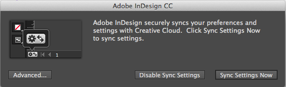 Sync settings in InDesign using Adobe Creative Cloud