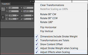 Transform objects in InDesign