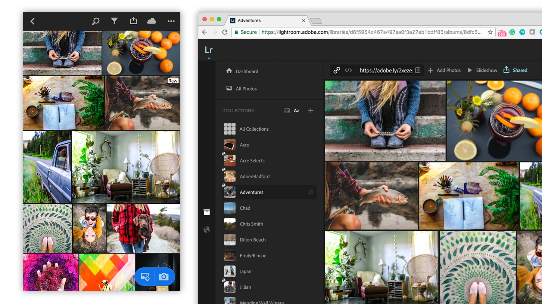 Share photos from Lightroom on a mobile device