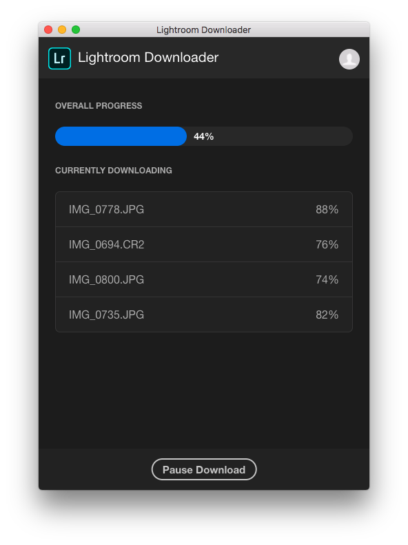 Download synced Lightroom photos and videos from the cloud to a computer