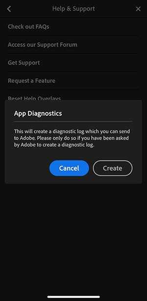 Generate and share logs | Lightroom for mobile