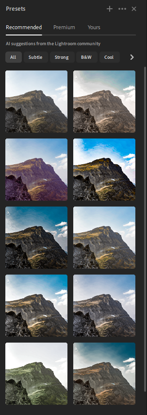 Edit photos using presets in Lightroom desktop
