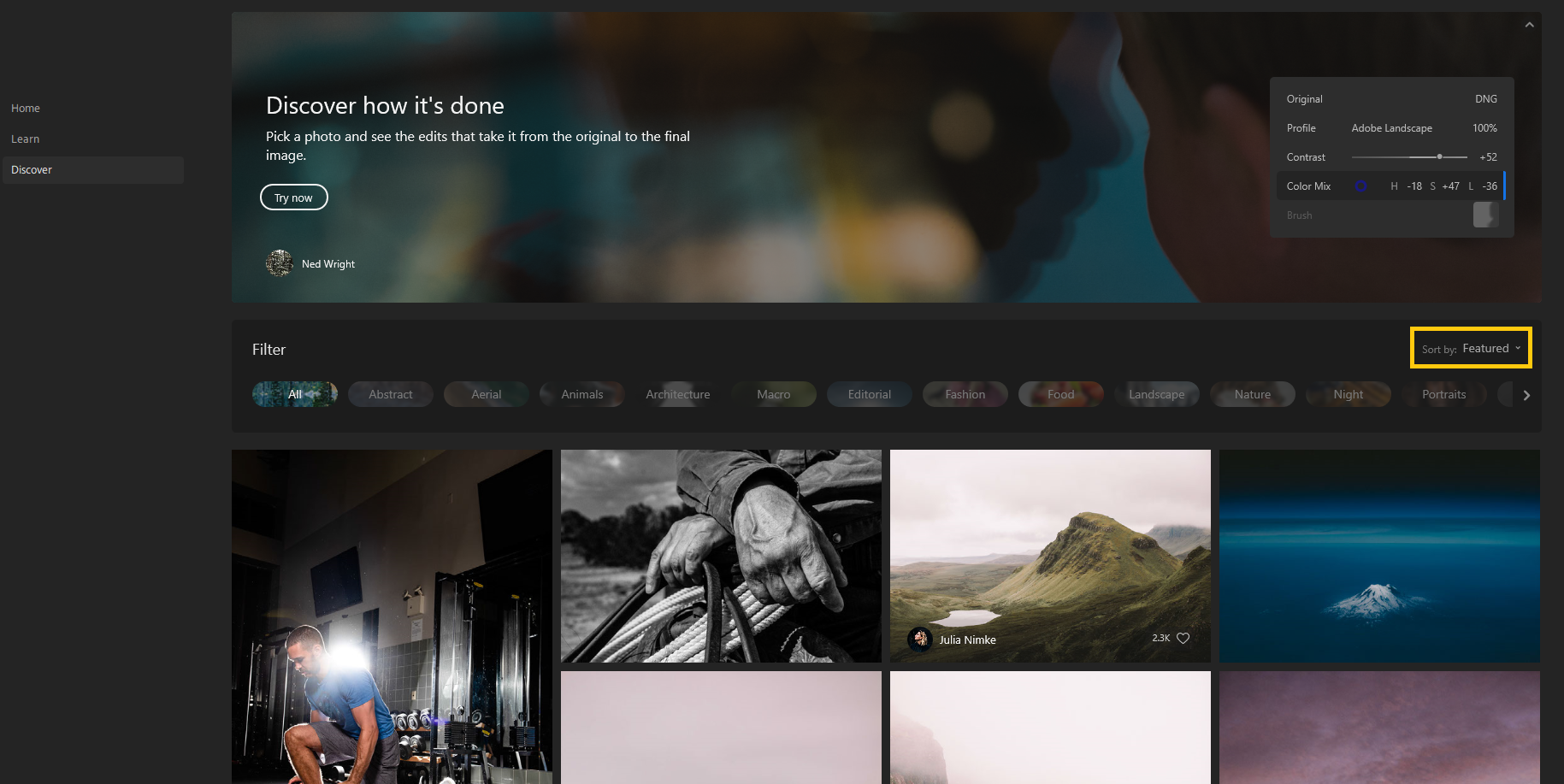 In-app learning and inspiration