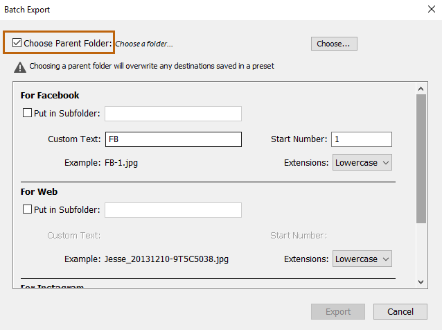 How to export photos from Photoshop Lightroom Classic