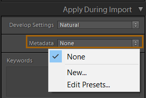 How to specify import options in Lightroom Classic