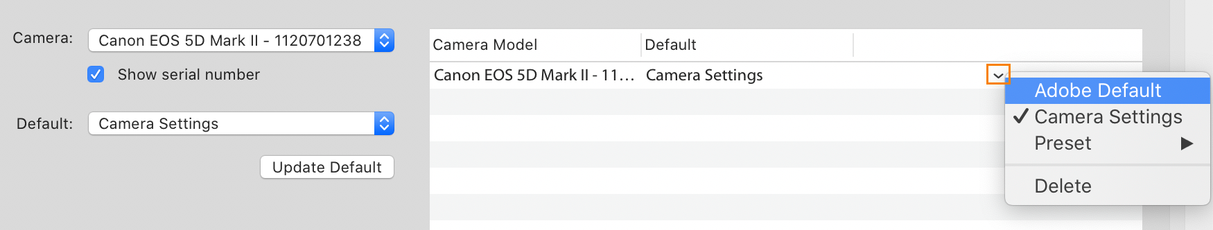 Set up raw defaults