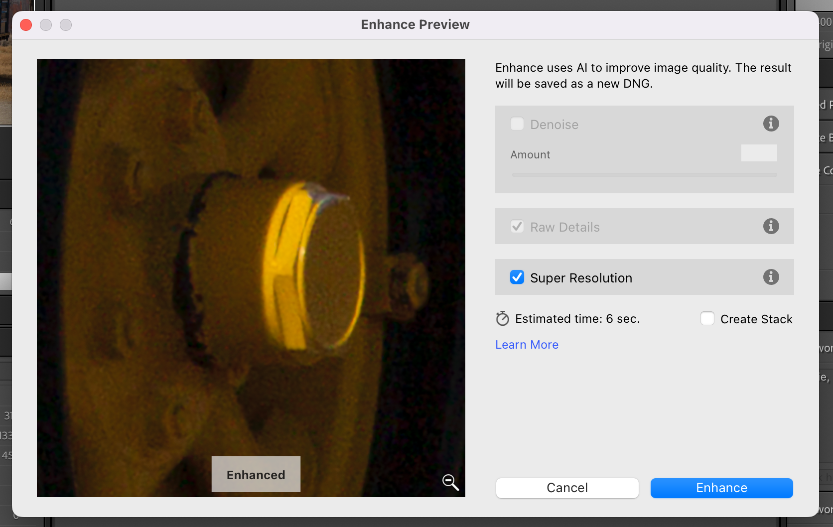 Enhance fine details in raw images