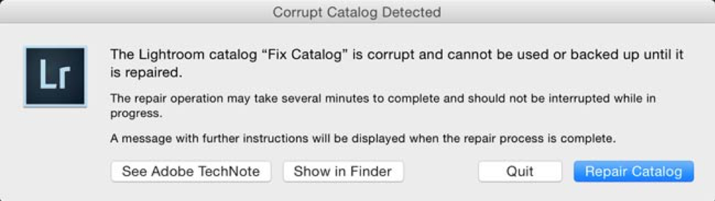 Troubleshoot corrupt catalog