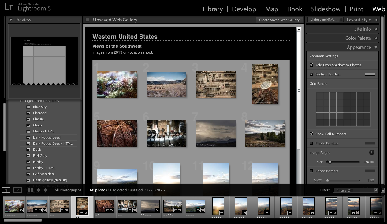 Creating web galleries in Lightroom Classic