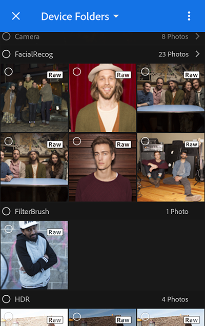 Import photos and videos in Lightroom for mobile (Android).