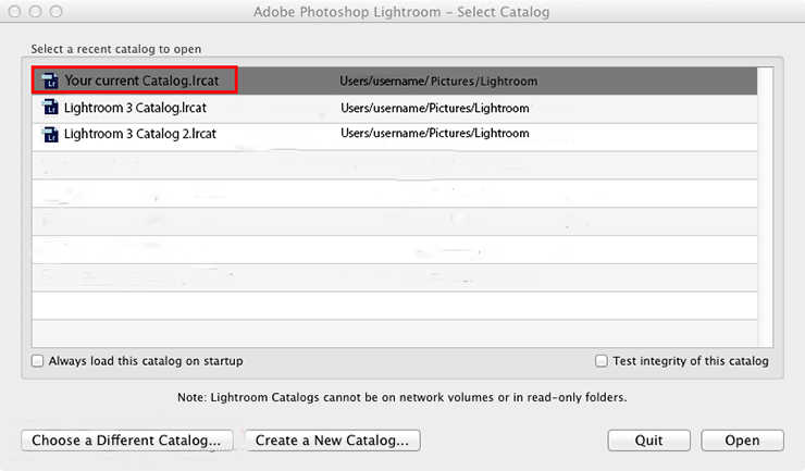 Recover catalog and images after resetting preferences in Adobe ...