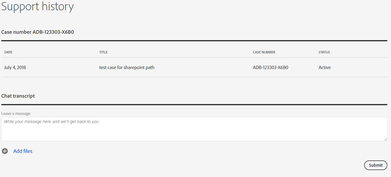 View your Adobe Customer Care cases