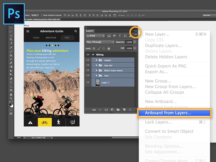 App prototyping with Photoshop Artboards and Preview