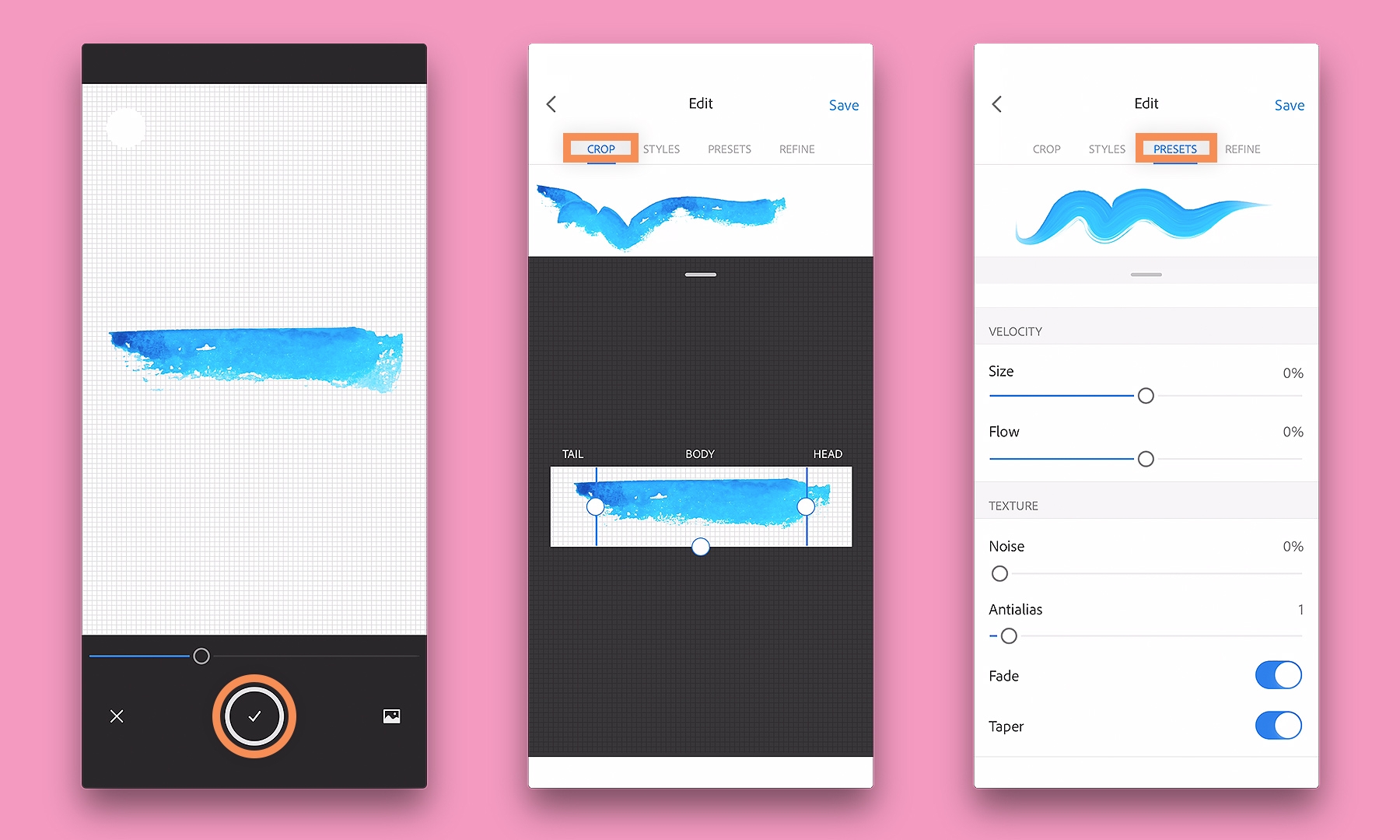 Capture brushes, shapes, colors, and more on the go
