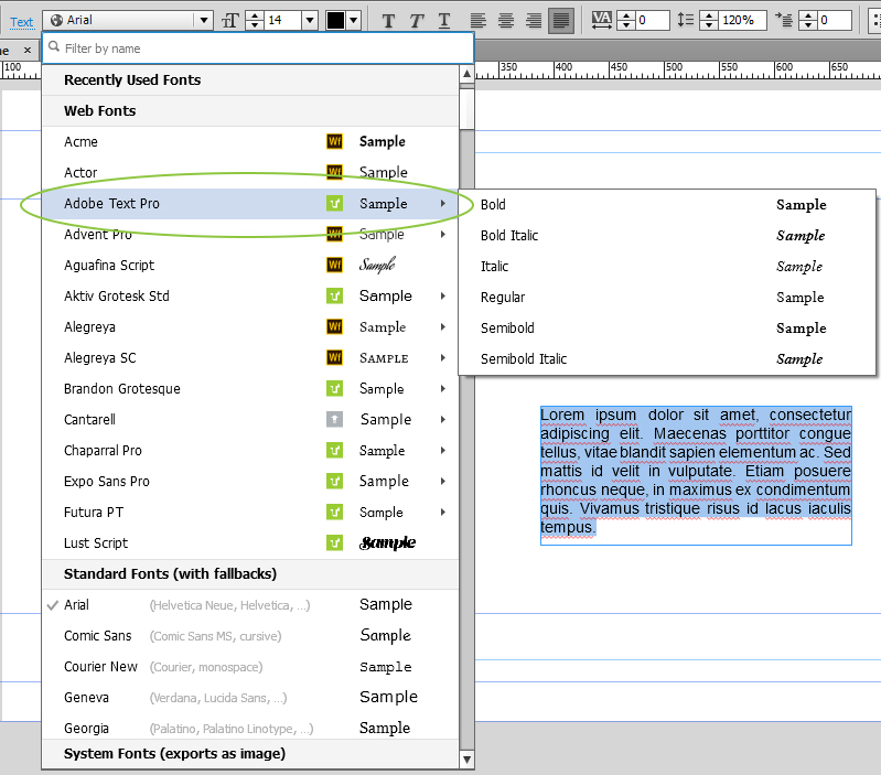 Как установить шрифты в adobe muse