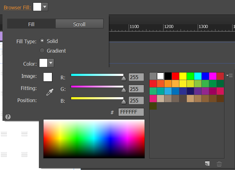 Use color and background fill in Adobe Muse