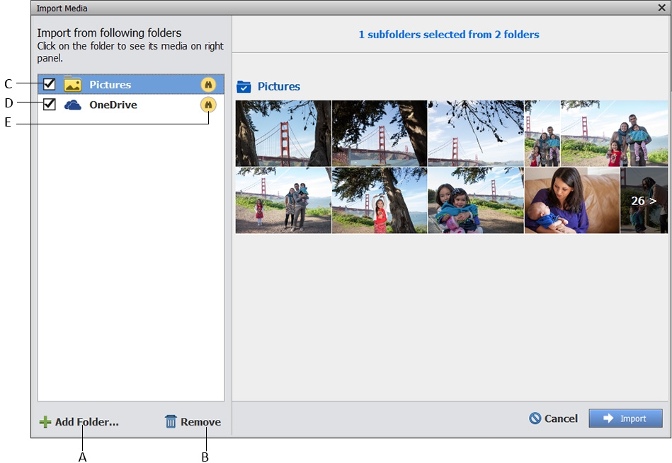 Import photos and videos in Elements Organizer