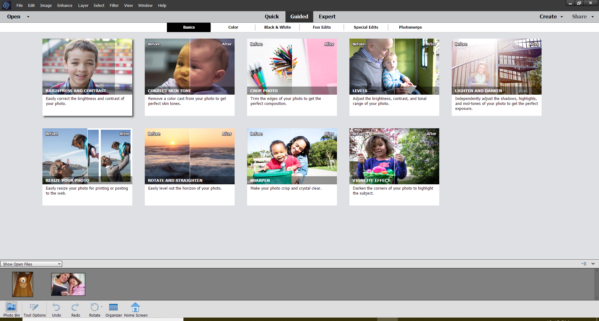 Make quick fixes in Photo Editor