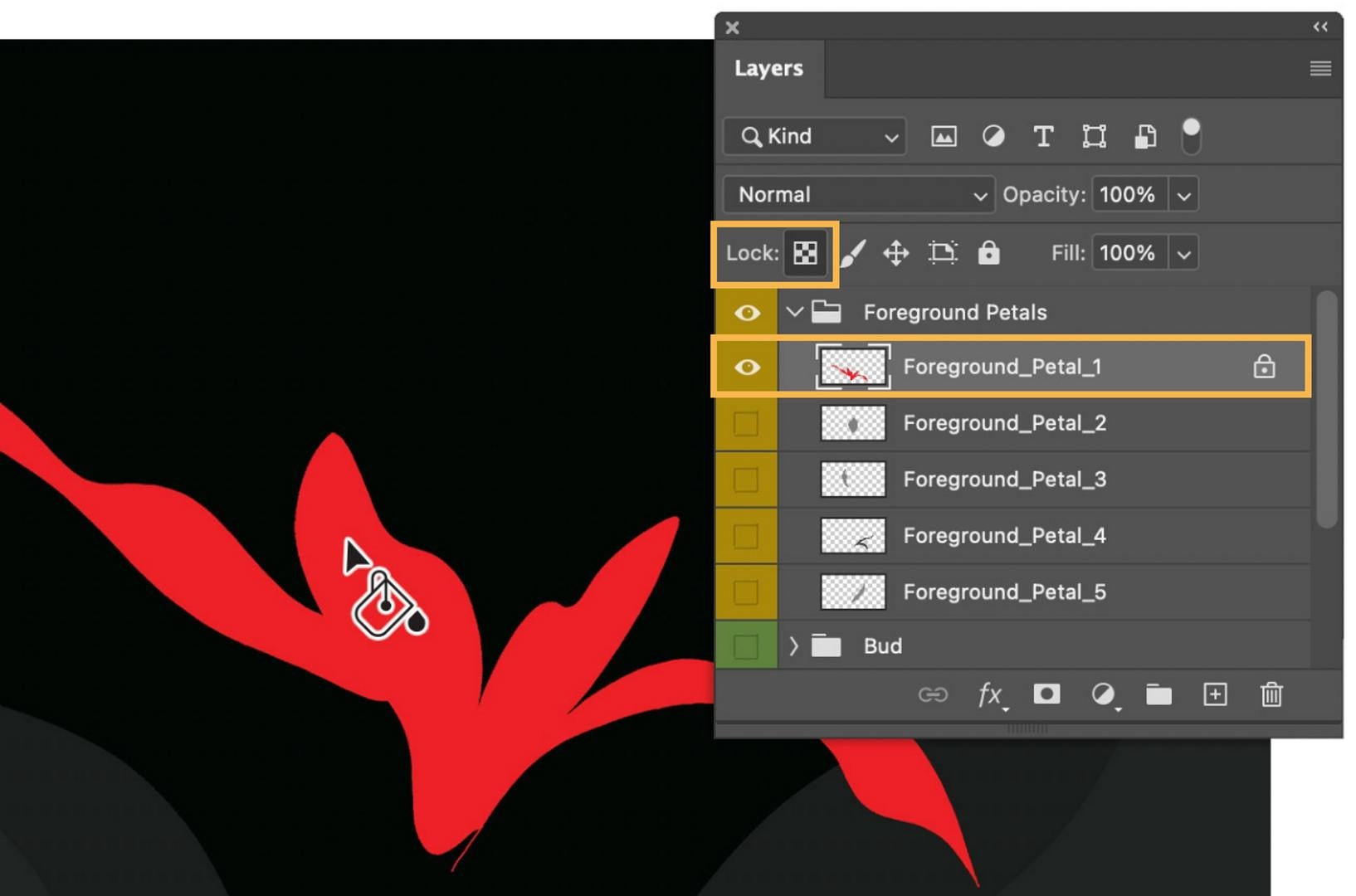 Bring flowers to life with coloring and shading in Photoshop.
