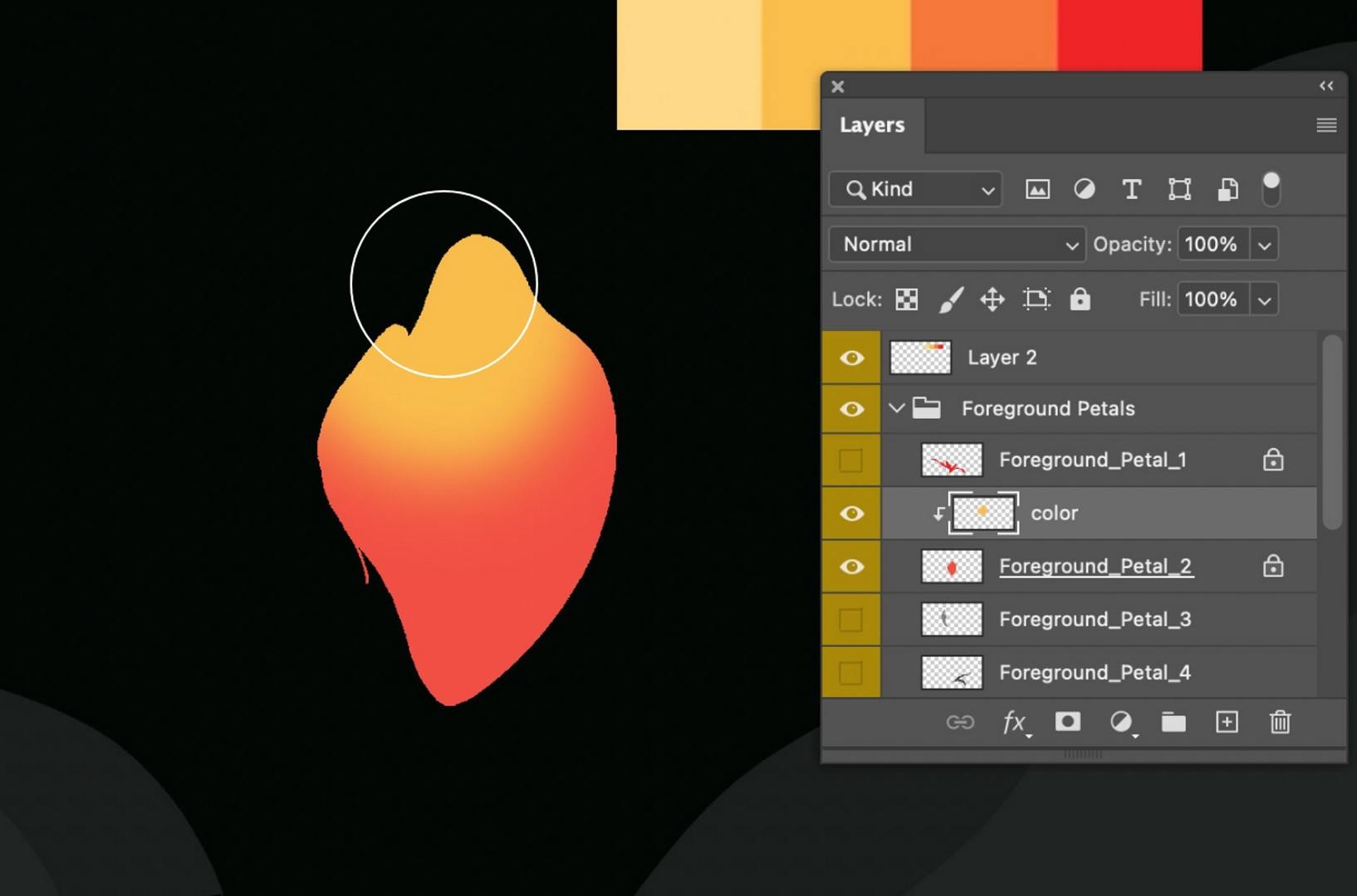 Bring flowers to life with coloring and shading in Photoshop.