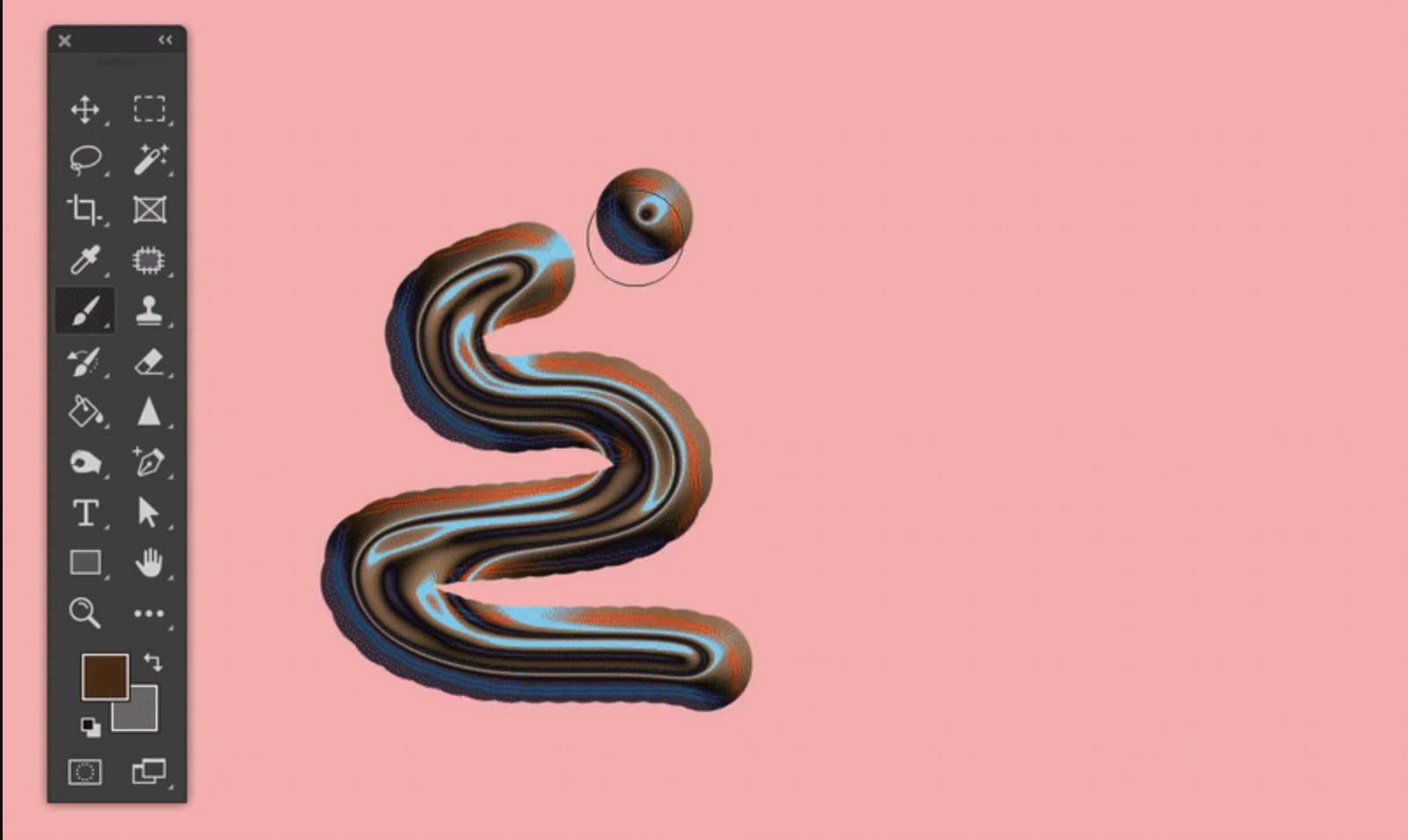 Create 3D chrome effects using any brush in Photoshop.