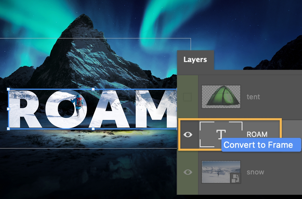Fill text with an image in Photoshop.