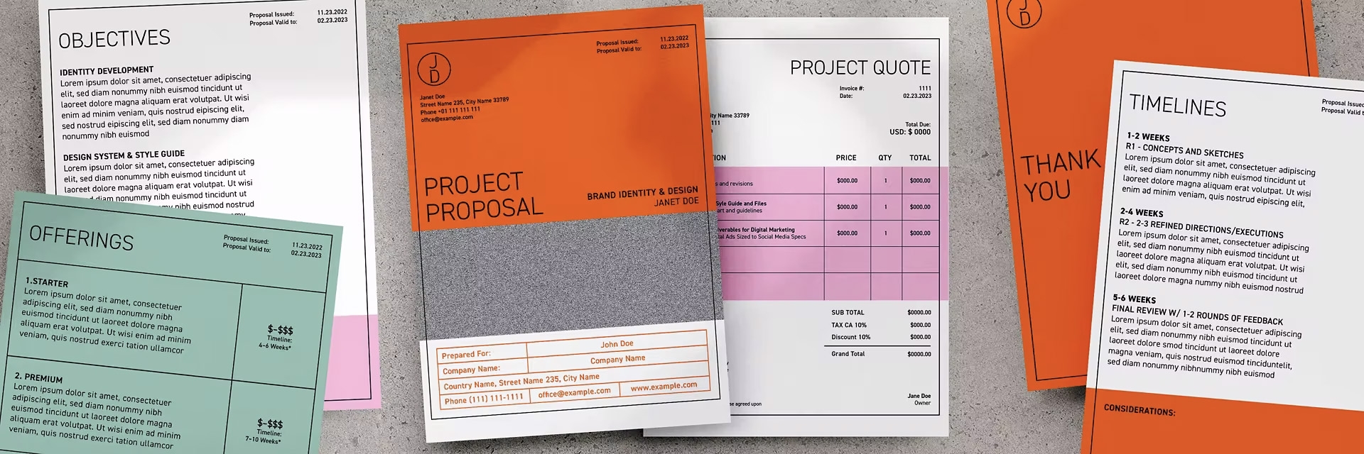 Free stylish documents for freelancers.