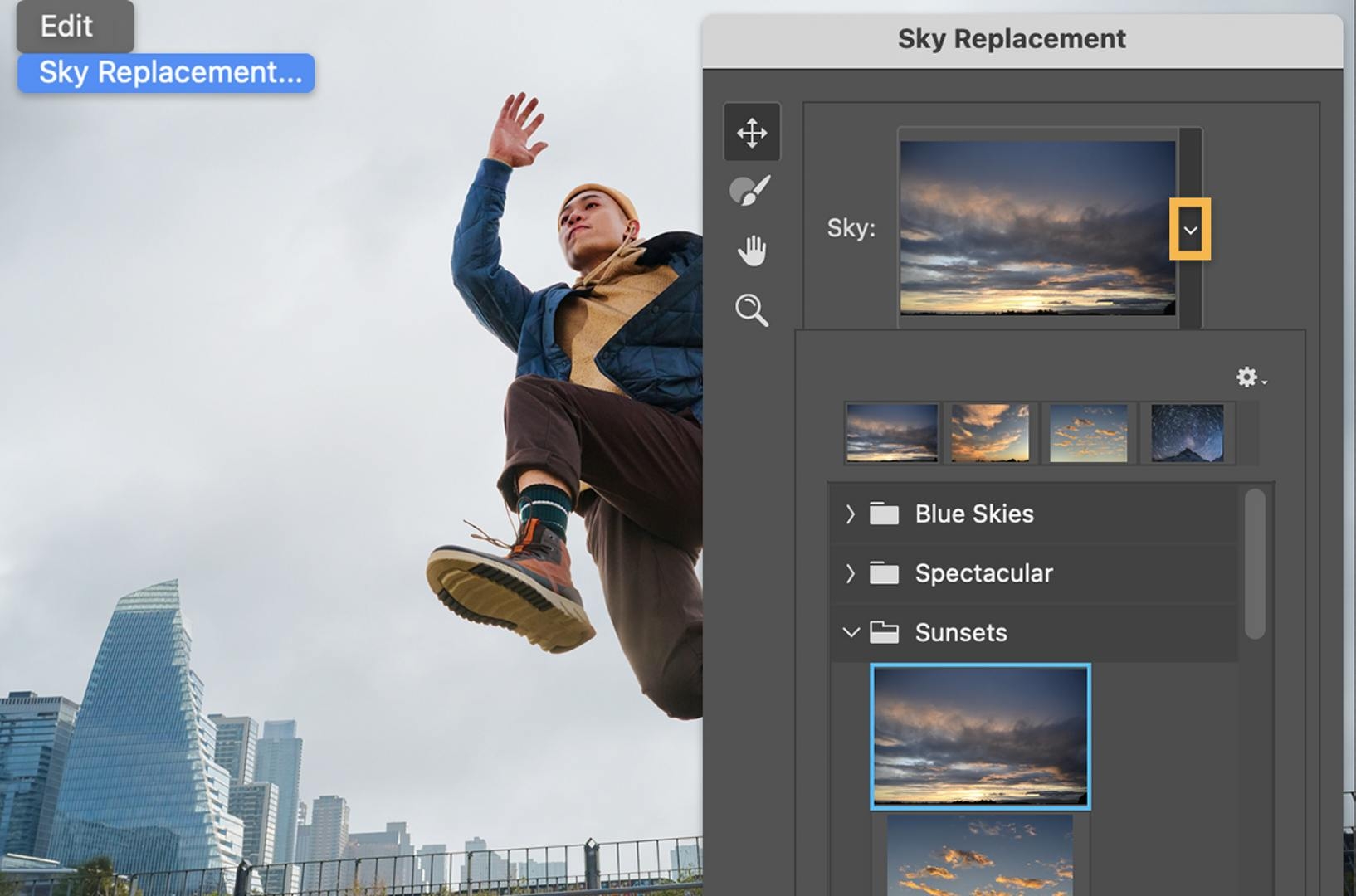 Replace a sky in Photoshop.