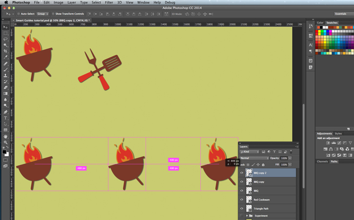 Work with Smart Guides in Photoshop | برامج Adobe Photoshop التدريبية