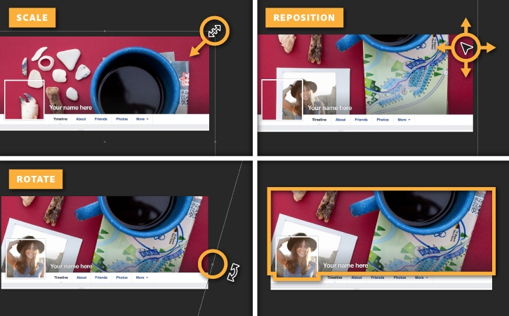 Template to create a custom Facebook cover photo and profile picture